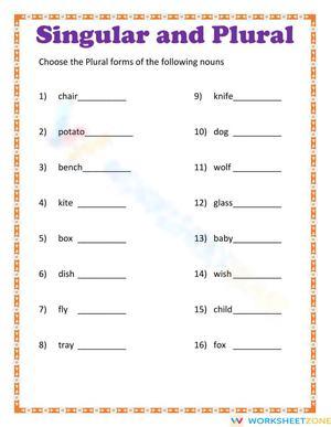 Grade 3 Singular and Plural Nouns Worksheets 2024