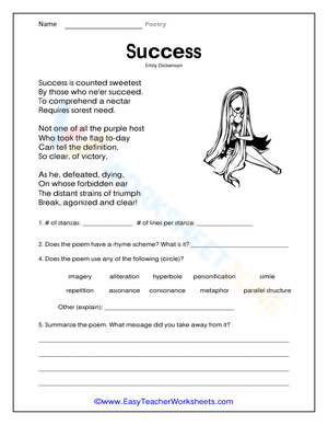 Grade 7 Poetry Worksheets 2024