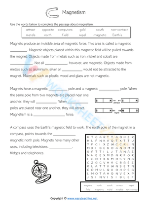 Free Printable Magnetism Worksheet Collection For Teaching