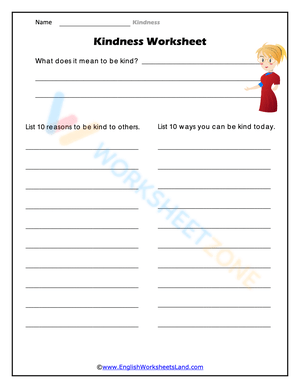Free Collection Of Kindness Worksheets For All Grades
