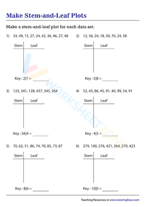 Free Printable Stem and Leaf Plot Worksheets For Teaching
