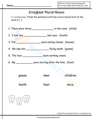 Grade 5 Irregular Plural Nouns Worksheets 2024