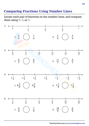 Grade 5 Fractions on A Number Line Worksheets 2024