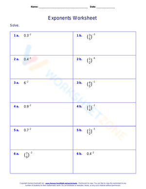 Grade 9 Negative Exponents Worksheets 2024