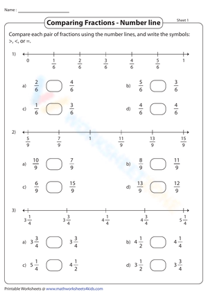 Grade 8 Comparing Fractions Worksheets 2024