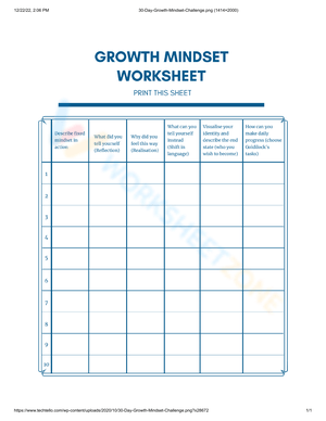 Free Printable Growth Mindset Worksheets for All Ages
