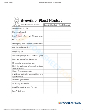 Free Printable Growth Mindset Worksheets for All Ages