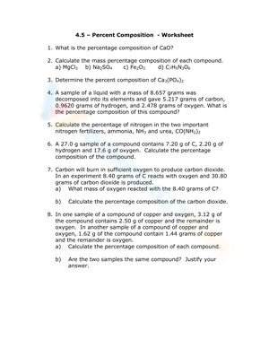 Free Collection of Percent Composition Worksheets