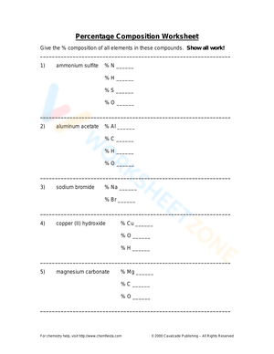 Free Collection of Percent Composition Worksheets