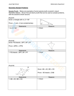 Free Printable Geometric Proofs Worksheets for Students