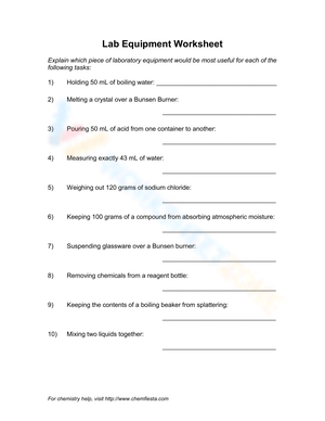 Grade 8 Lab Equipment Worksheets 2024