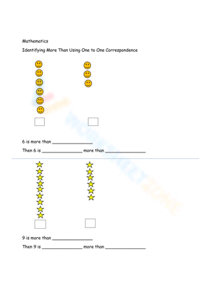 Free One-to-one Correspondence Worksheets for Students