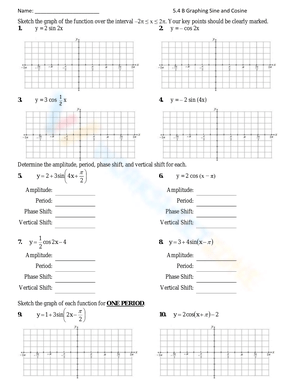 Free Graphing Sine and Cosine Functions Worksheets