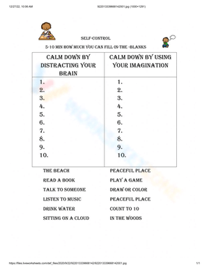 Free Printable Self Control Worksheets for All Ages