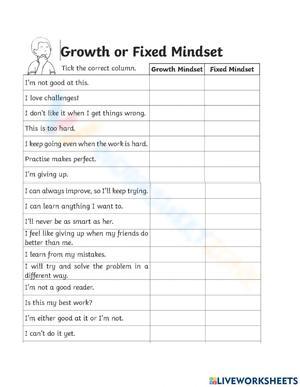 Free Printable Growth Mindset Worksheets for All Ages