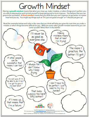 Free Printable Growth Mindset Worksheets for All Ages