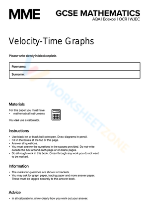 Grade 7 Velocity-time Graph with Answers Pdf Worksheets 2024