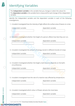 Grade 8 Identifying Variables Worksheets 2024