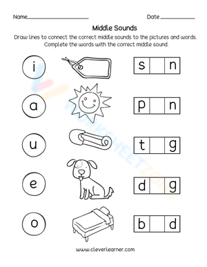 Grade 1 Middle Sound Worksheets 2024