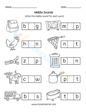 Grade 1 Middle Sound Worksheets 2024