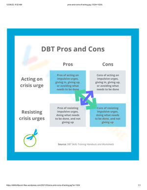 Free Collection of DBT Pros and Cons Worksheets for Students