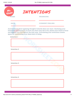 Free Printable Intention Setting Worksheets for All Ages