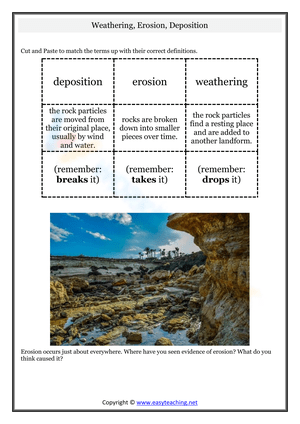 Free Printable Weathering Erosion and Deposition Worksheet