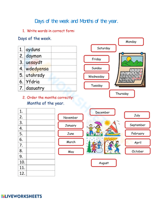 Grade 2 On Weekdays Worksheets 2024