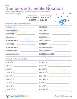 Grade 8 Scientific Notation Worksheets 2024