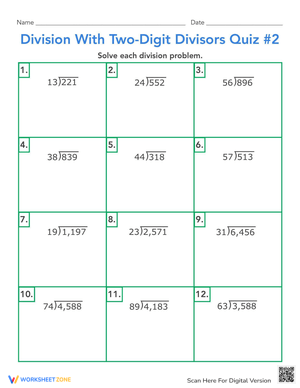 Grade 5 Division with Two-Digit Divisors Worksheets 2024