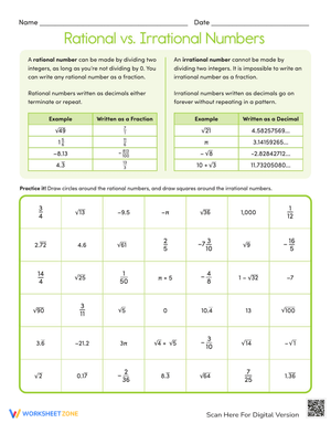 Grade 8 Irrational Numbers Worksheets 2024