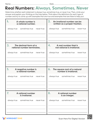 Grade 8 Irrational Numbers Worksheets 2024