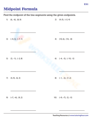 Free Printable Midpoint and Distance Formula Worksheets