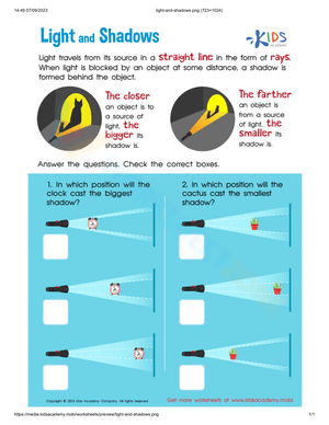 Free Printable Shadow Work Worksheets for Kids