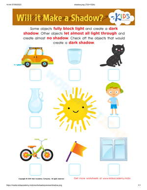 Free Printable Shadow Work Worksheets for Kids