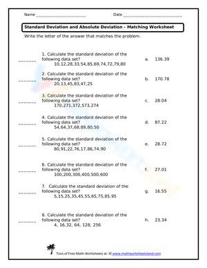 Grade 6 Mean Absolute Deviation Worksheets 2024