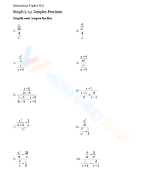 Free Complex Fractions Worksheet Collection for Kids