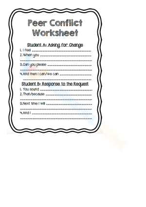 Grade 9 Conflict Resolution for Middle School Worksheets 2024