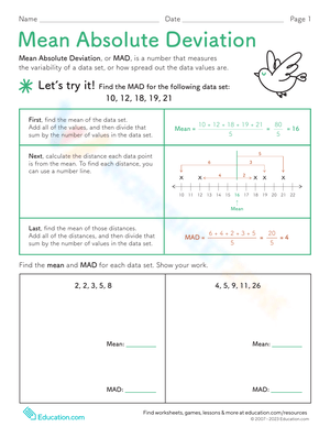 Grade 6 Mean Absolute Deviation Worksheets 2024