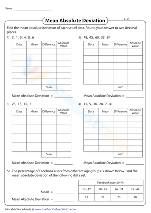 Grade 6 Mean Absolute Deviation Worksheets 2024