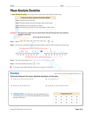 Grade 6 Mean Absolute Deviation Worksheets 2024