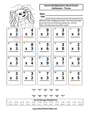 Grade 2 Halloween Multiplication Worksheets