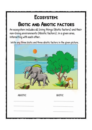 Free Printable Abiotic vs Biotic Factors Worksheets