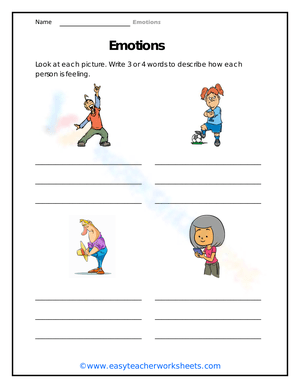 Grade 3 Identifying Emotions Worksheets 2024