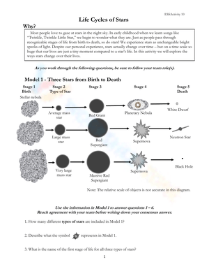 Grade 8 Life Cycle of A Star Worksheets 2024