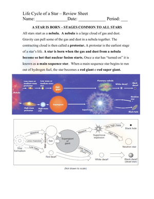 Grade 8 Life Cycle of A Star Worksheets 2024