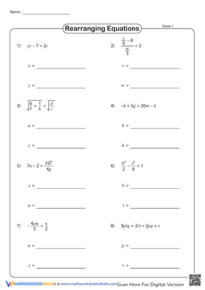 Grade 9 Equations Worksheets 2024