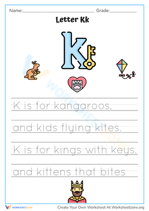 Kindergarten Tracing Letter K Worksheets 2024
