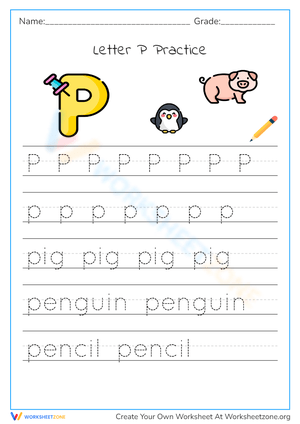 Free Printable Letter P Worksheets for Kids - Worksheet Zone