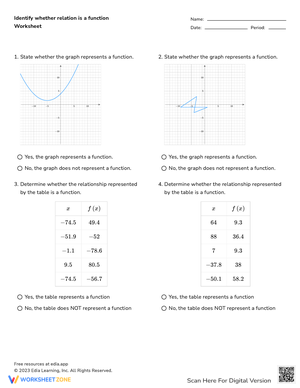 Free Printable Function or Not a Function Worksheets